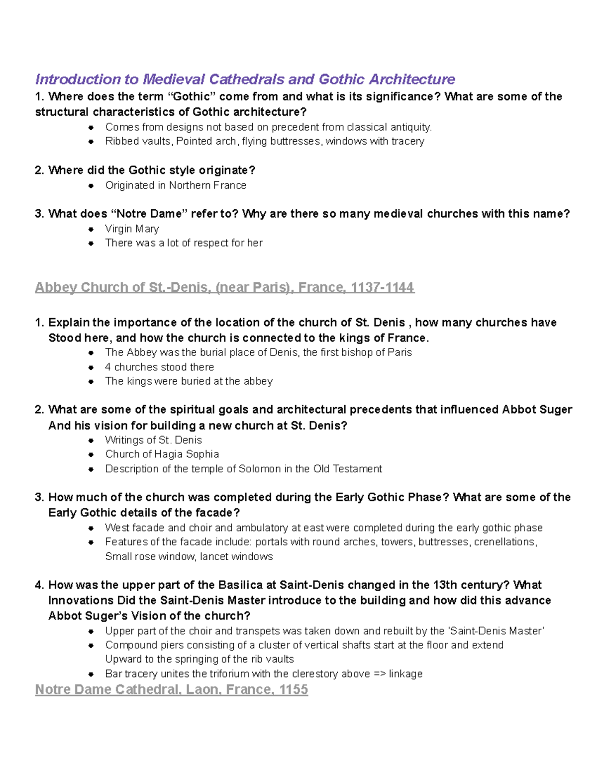 ARCH 250 exam 1 - Professor nancy klein - Introduction to Medieval ...