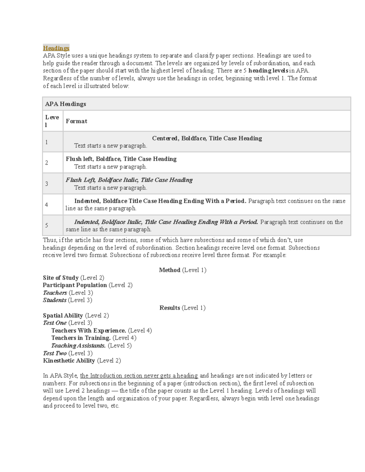 APA Headings 7th edition - Headings APA Style uses a unique headings ...