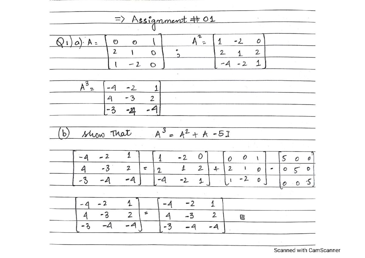 Linear Algebra - Assignment#1 - Solution - This is a not 0. - Studocu Linear Algebra - Assignment#1 - Solution - This is a not 0. - Studocu