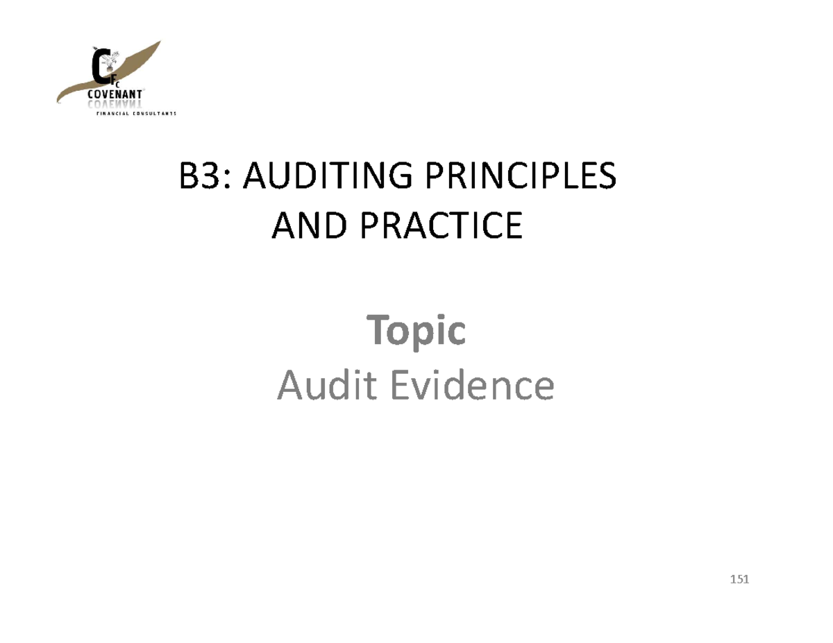 08. Audit Evidence Handout-1 - Topic Audit Evidence B3: AUDITING ...