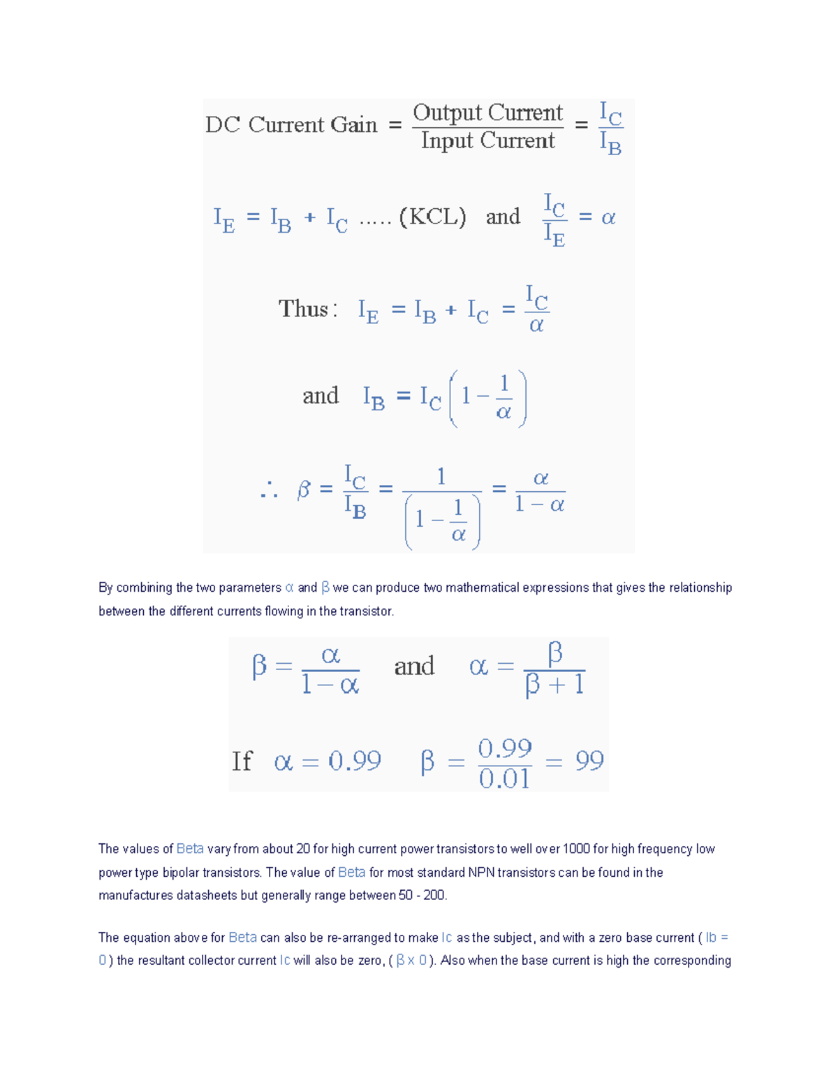 Transistor Basics-9-14 - By combining the two parameters α and β we can ...