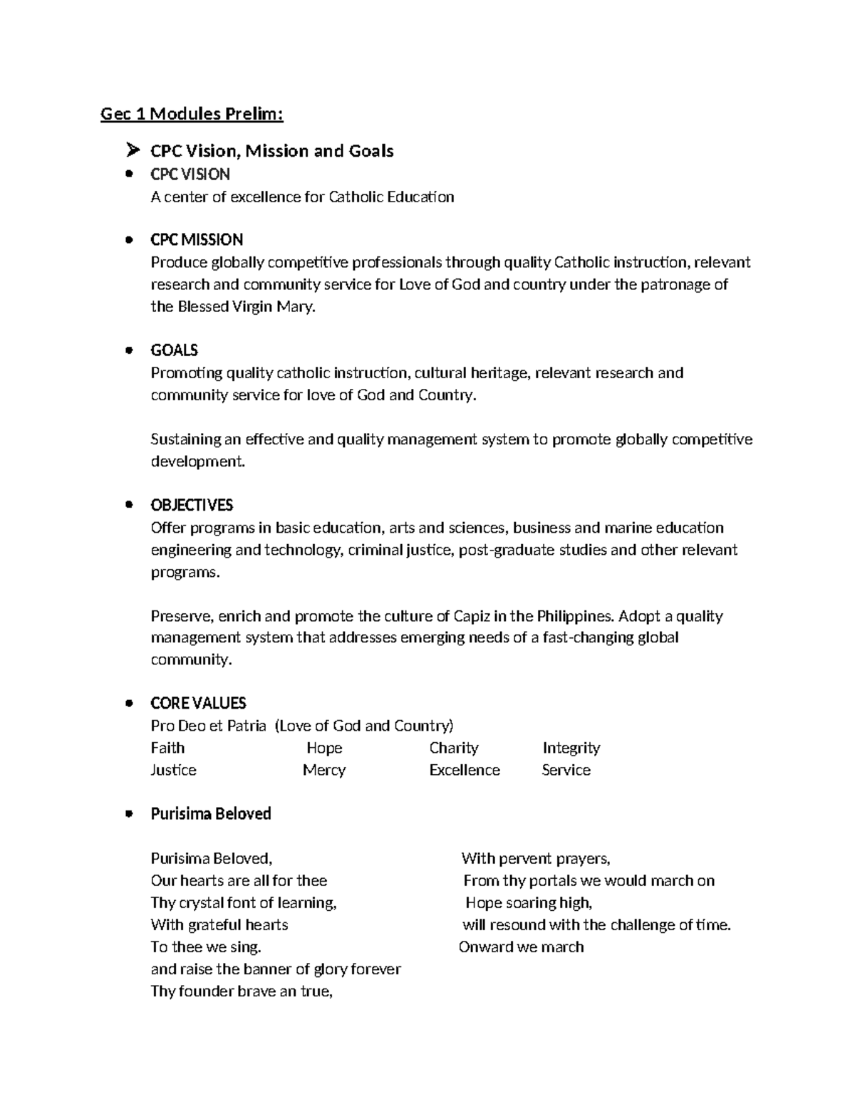 GEC 1 Understanding the Self - Gec 1 Modules Prelim: CPC Vision ...