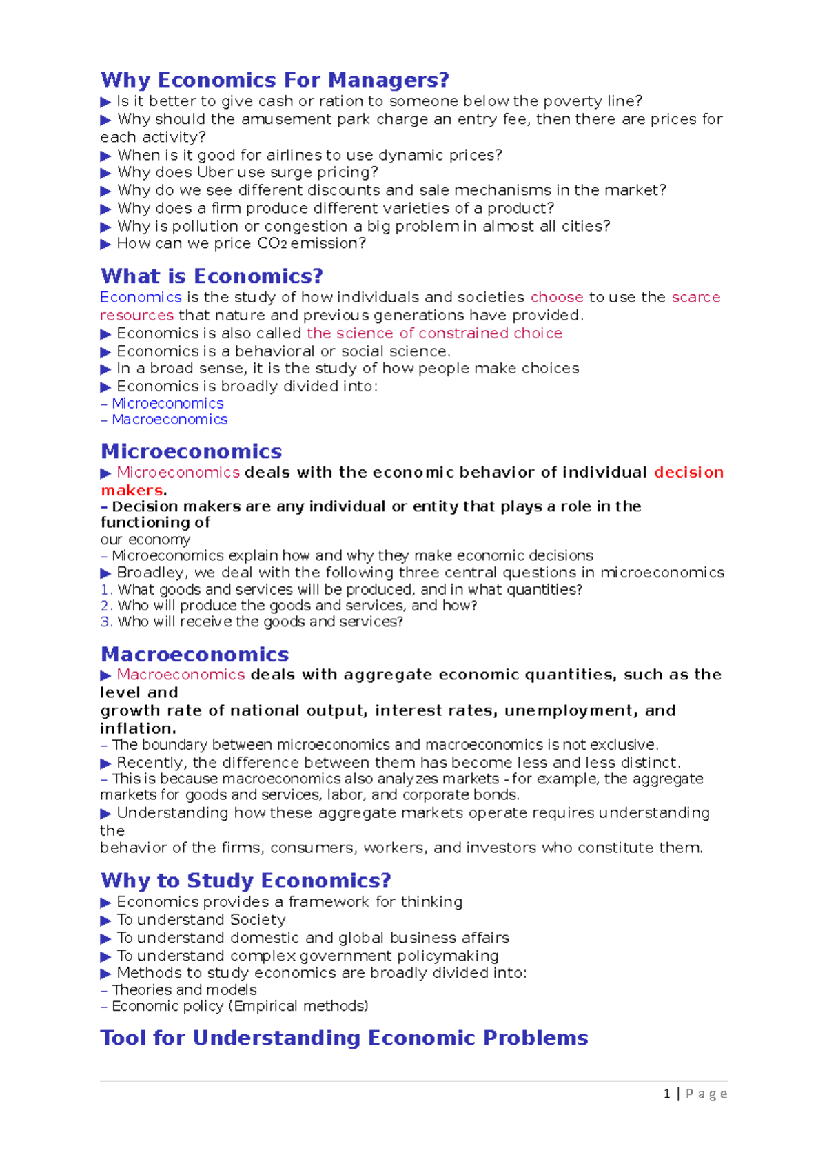 Me Notes - Why Economics For Managers? Is it better to give cash or ...