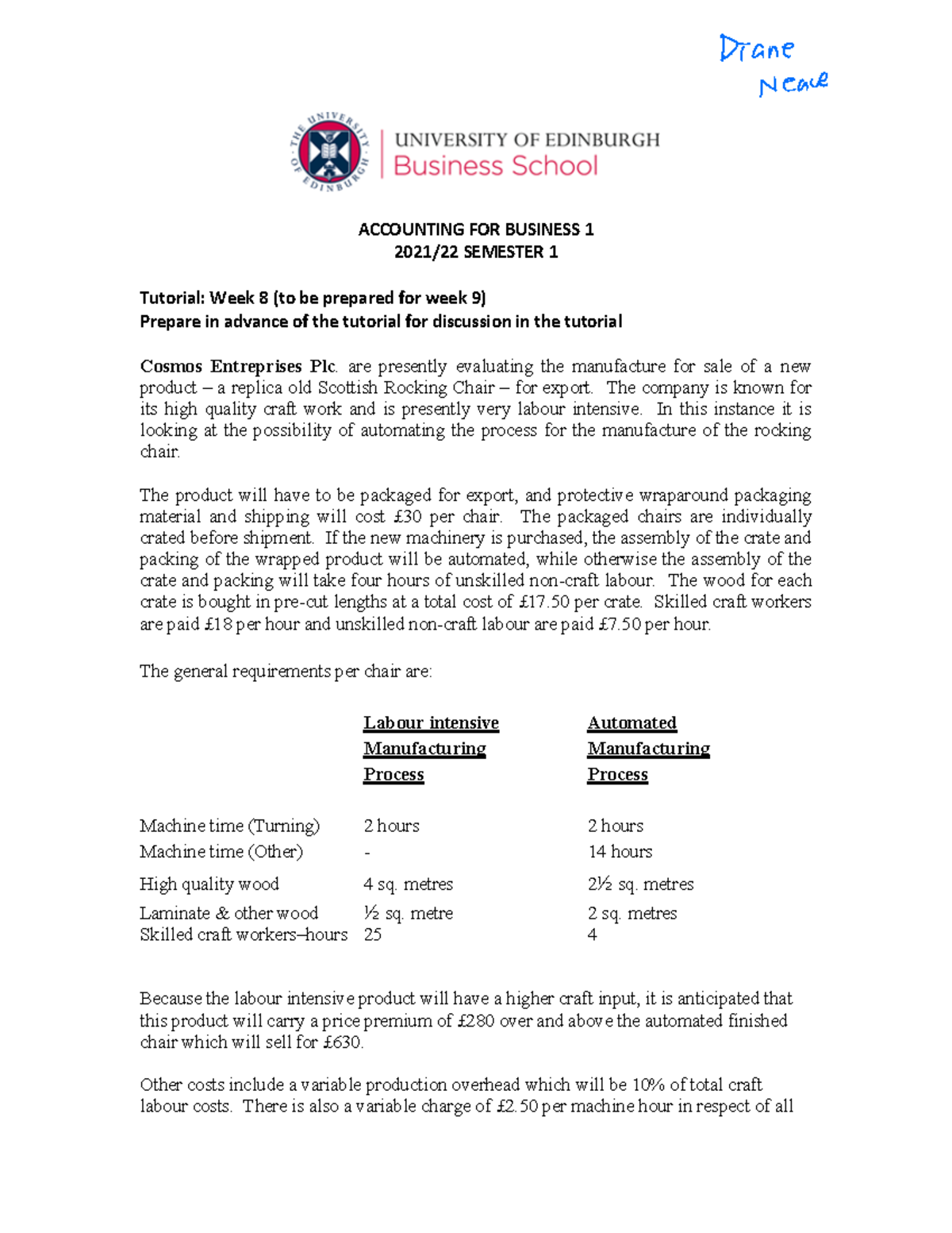 Af B tutorial question for week 9 2021-22 - ACCOUNTING FOR BUSINESS 1 ...