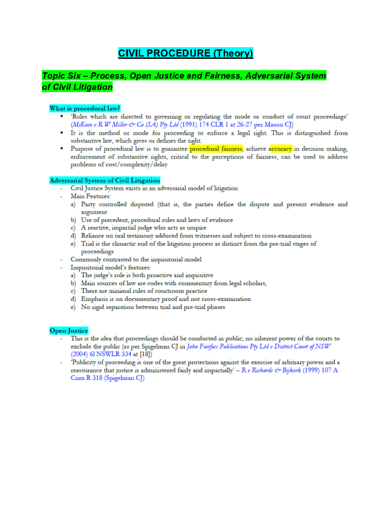 LAWS1014 Final EXAM Notespdf - LAWS1014 - CIVIL PROCEDURE (Theory ...