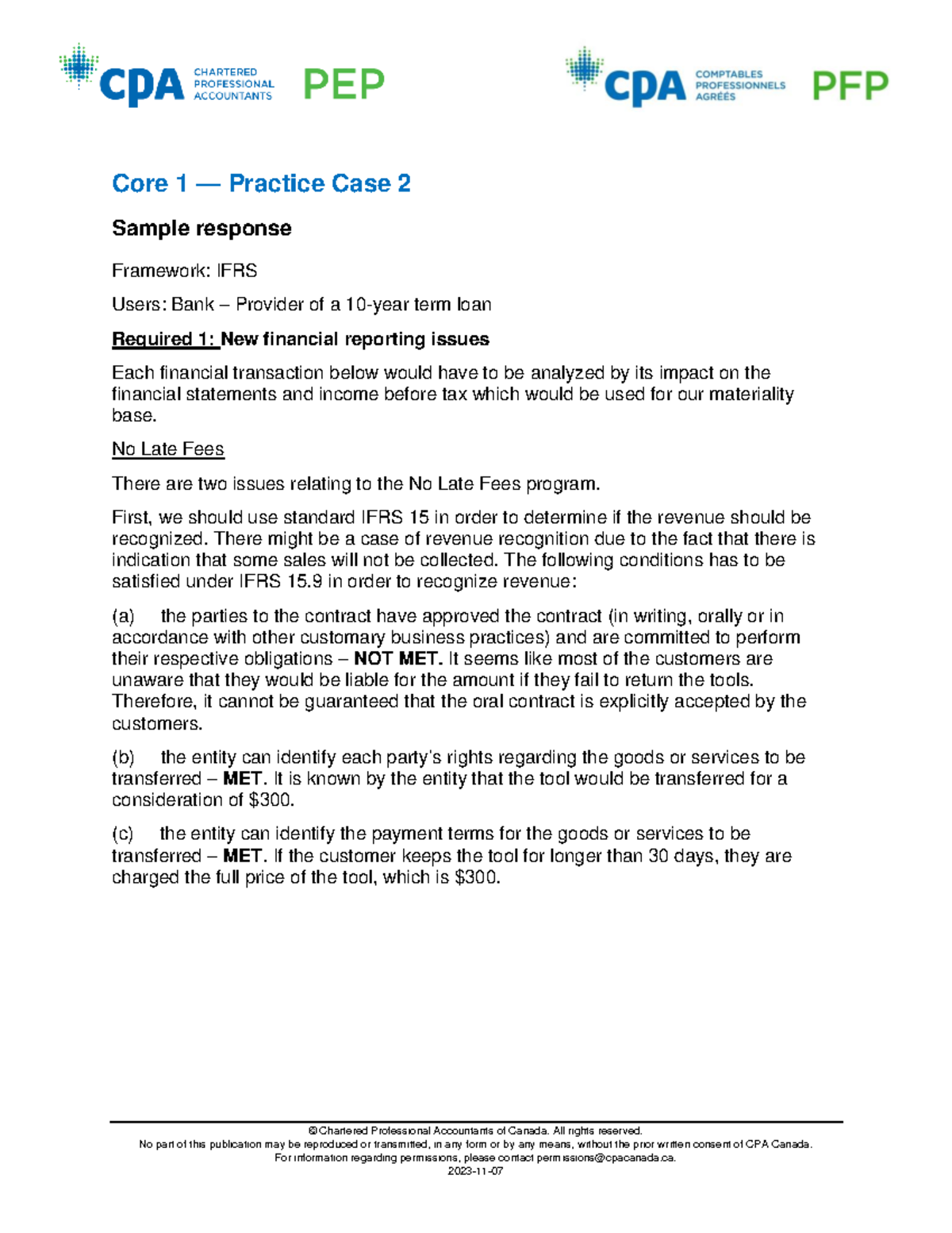 CO1-2401E-PC02 - Core 1 - practice case 2 - © Chartered Professional ...