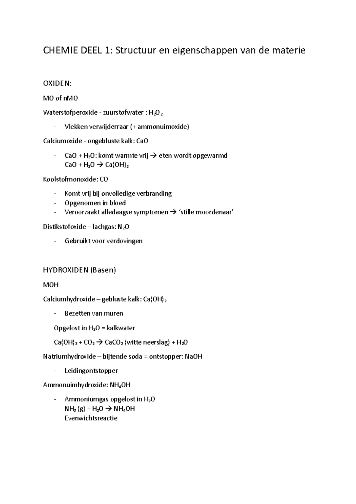 Chemie DEEL 1 - CHEMIE DEEL 1: Structuur en eigenschappen van de ...