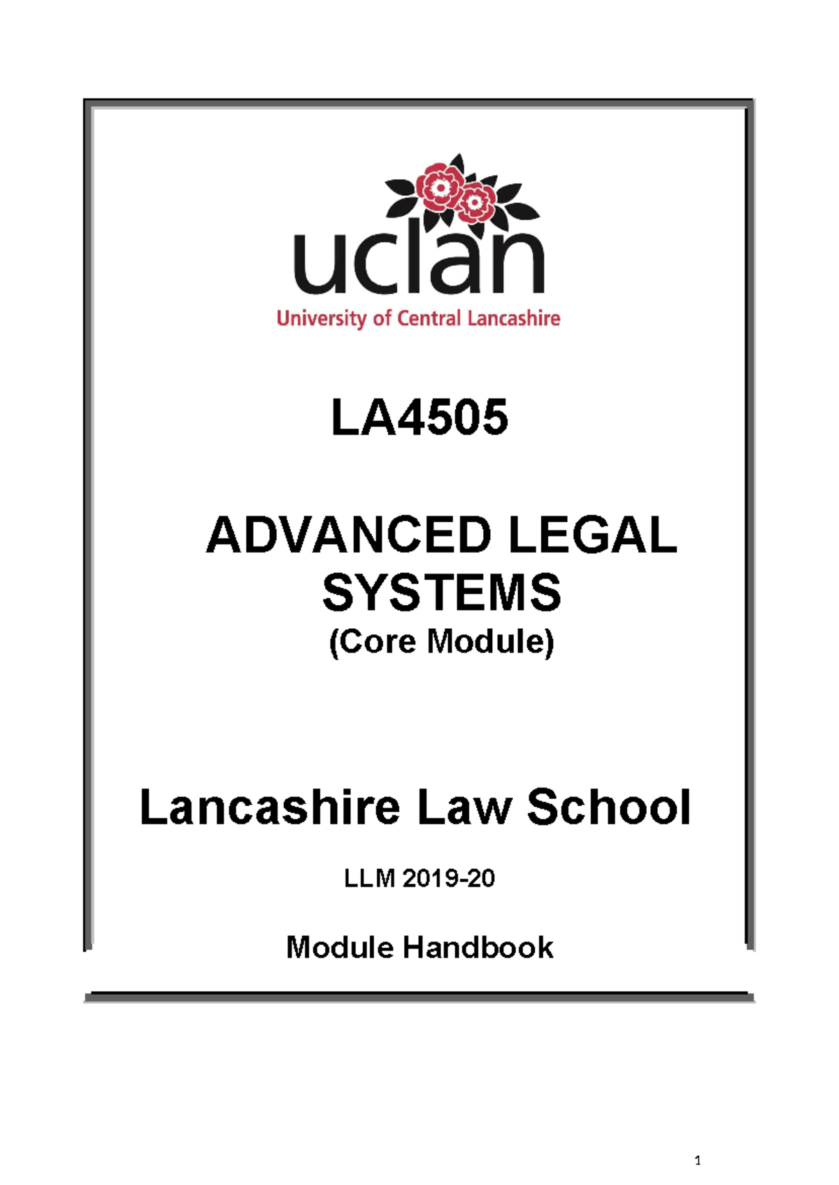 LA4505 Advanced Legal Systems Handbook 2019-2020 - LA ADVANCED LEGAL ...