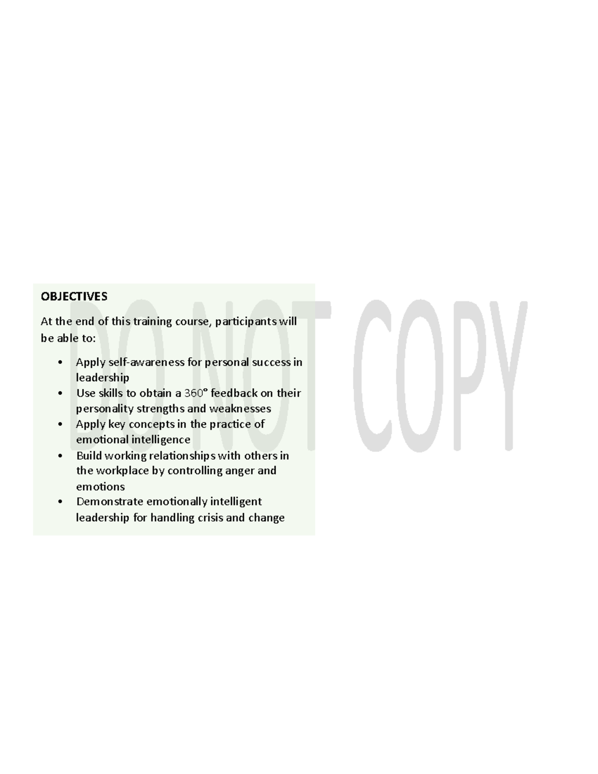 Pastor's Synopsis - material - OBJECTIVES At the end of this training ...