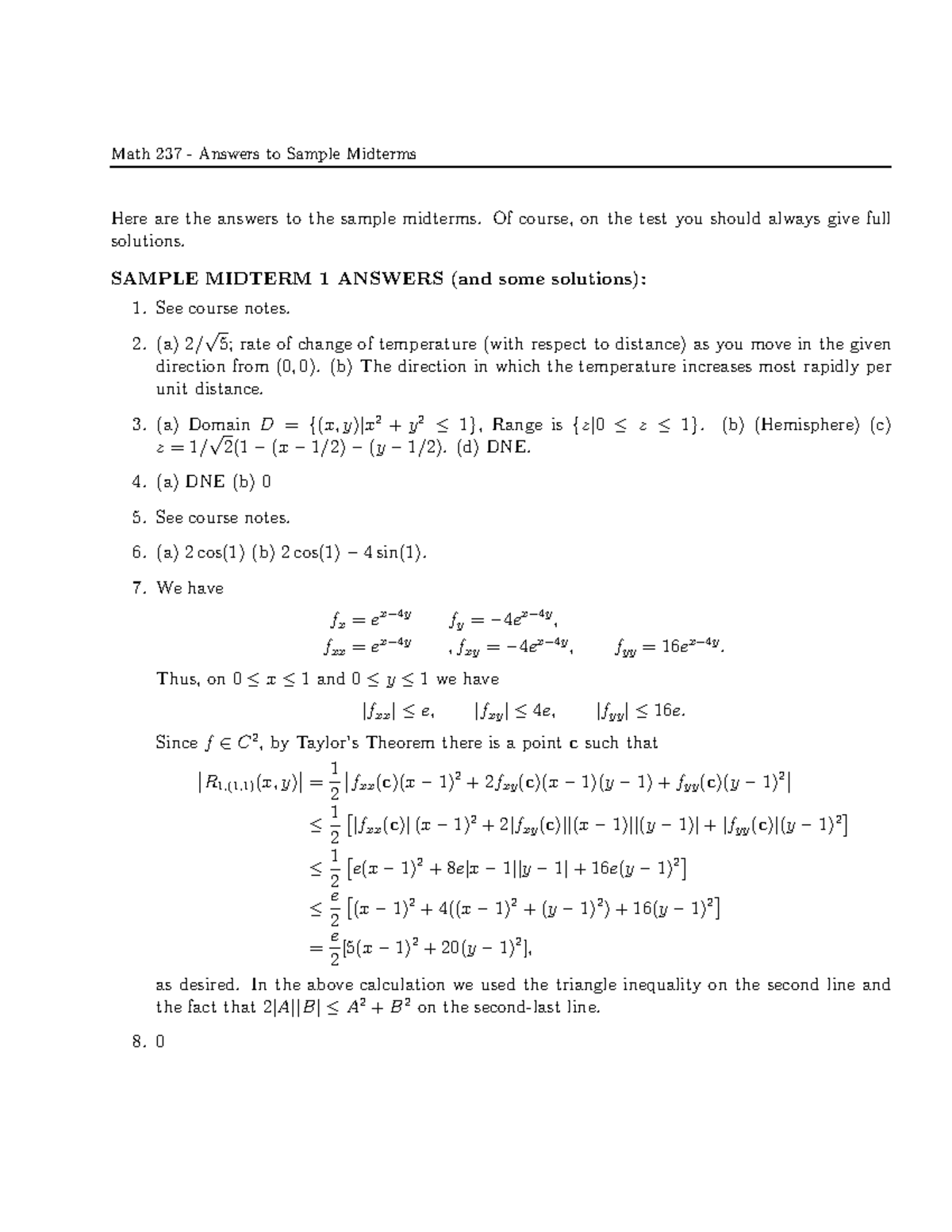 Sample/practice exam 2019, answers - Math 237 - Answers to Sample ...