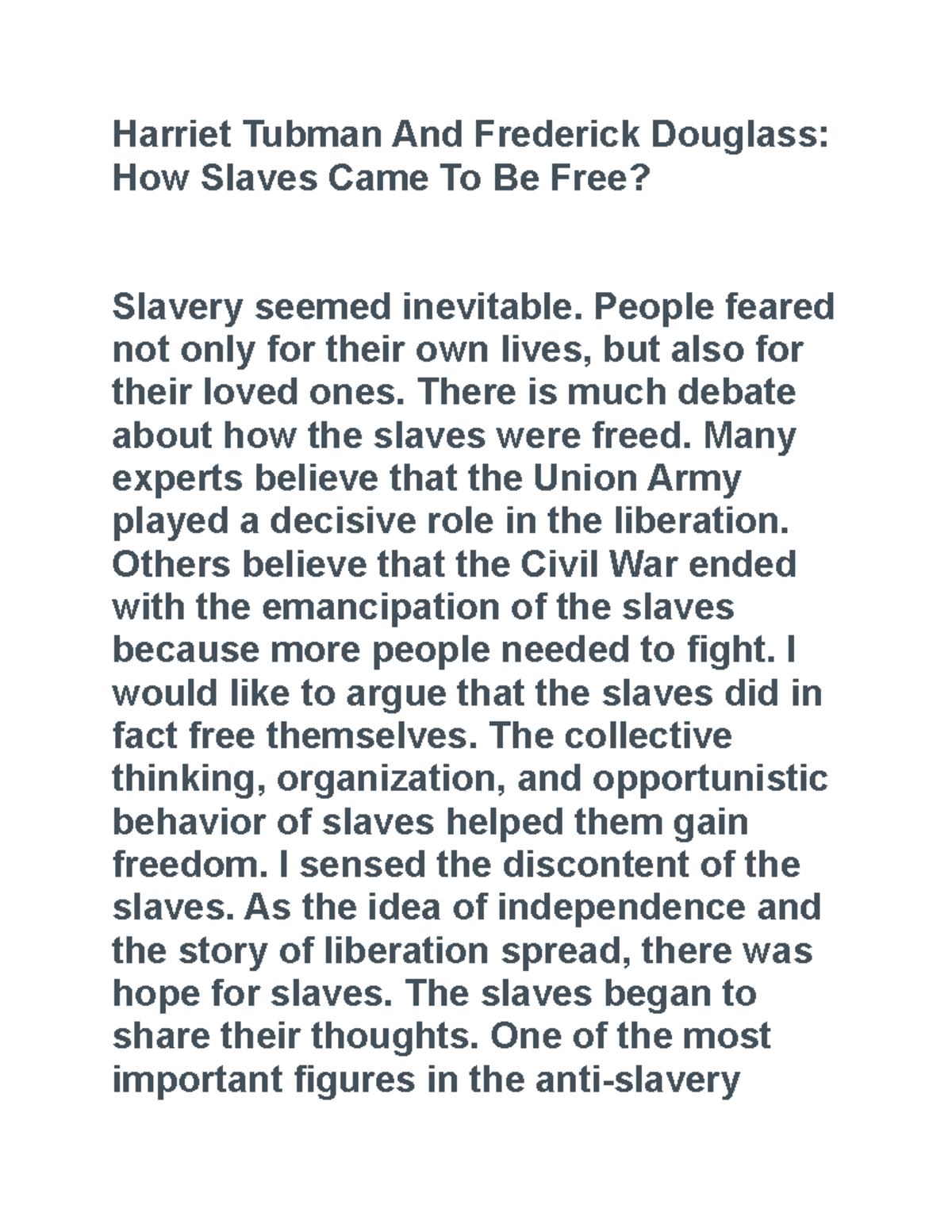 Harriet Tubman And Frederick Douglass How Slaves Came To Be Free ...