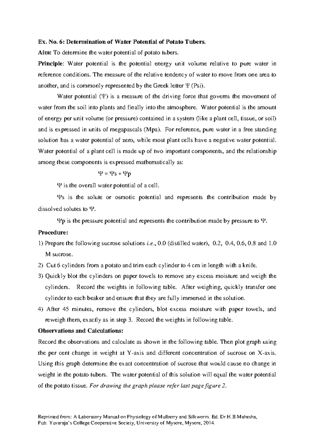 6 - How to conduct experiments - Reprinted from: A Laboratory Manual on ...
