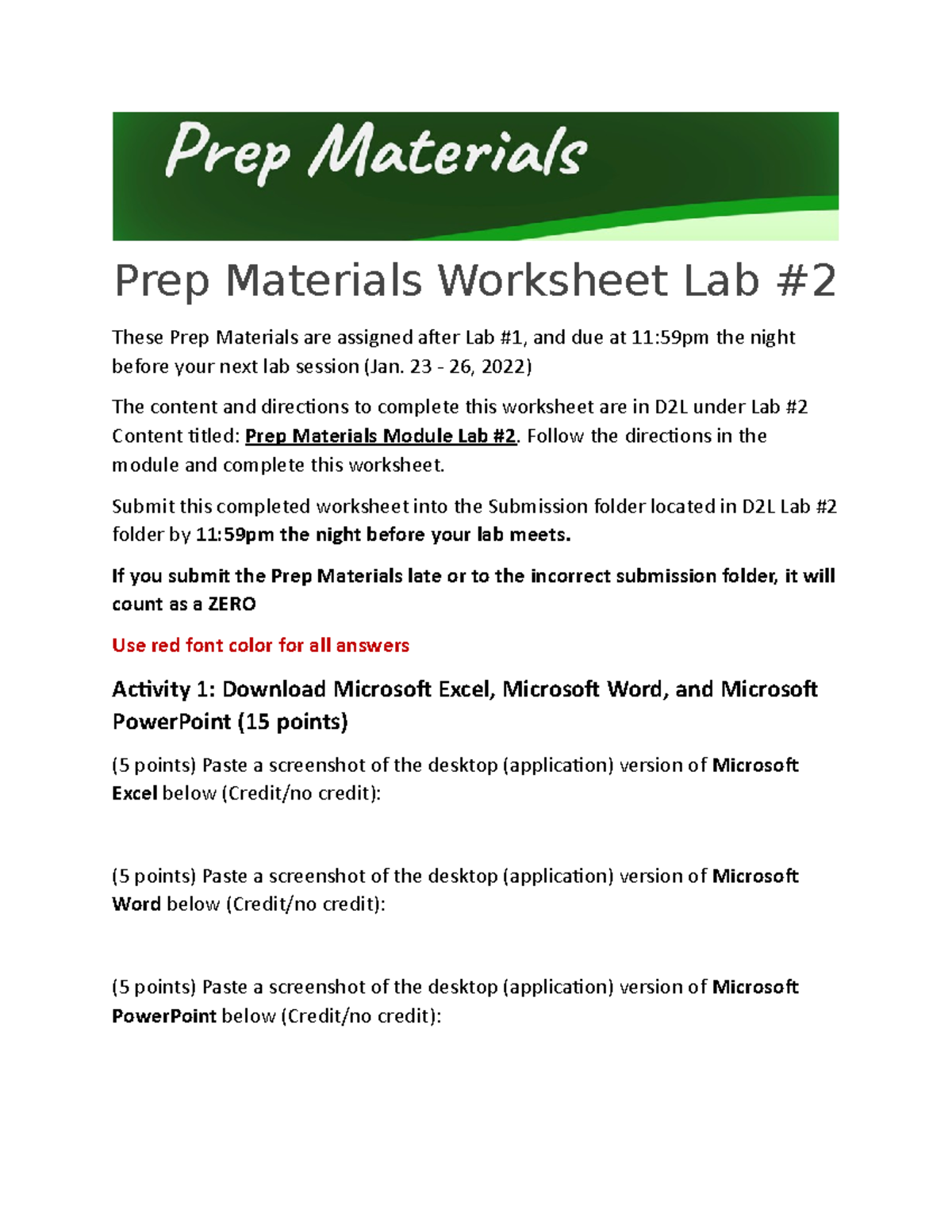 Homework Prep Materials - Prep Materials Worksheet Lab These Prep ...