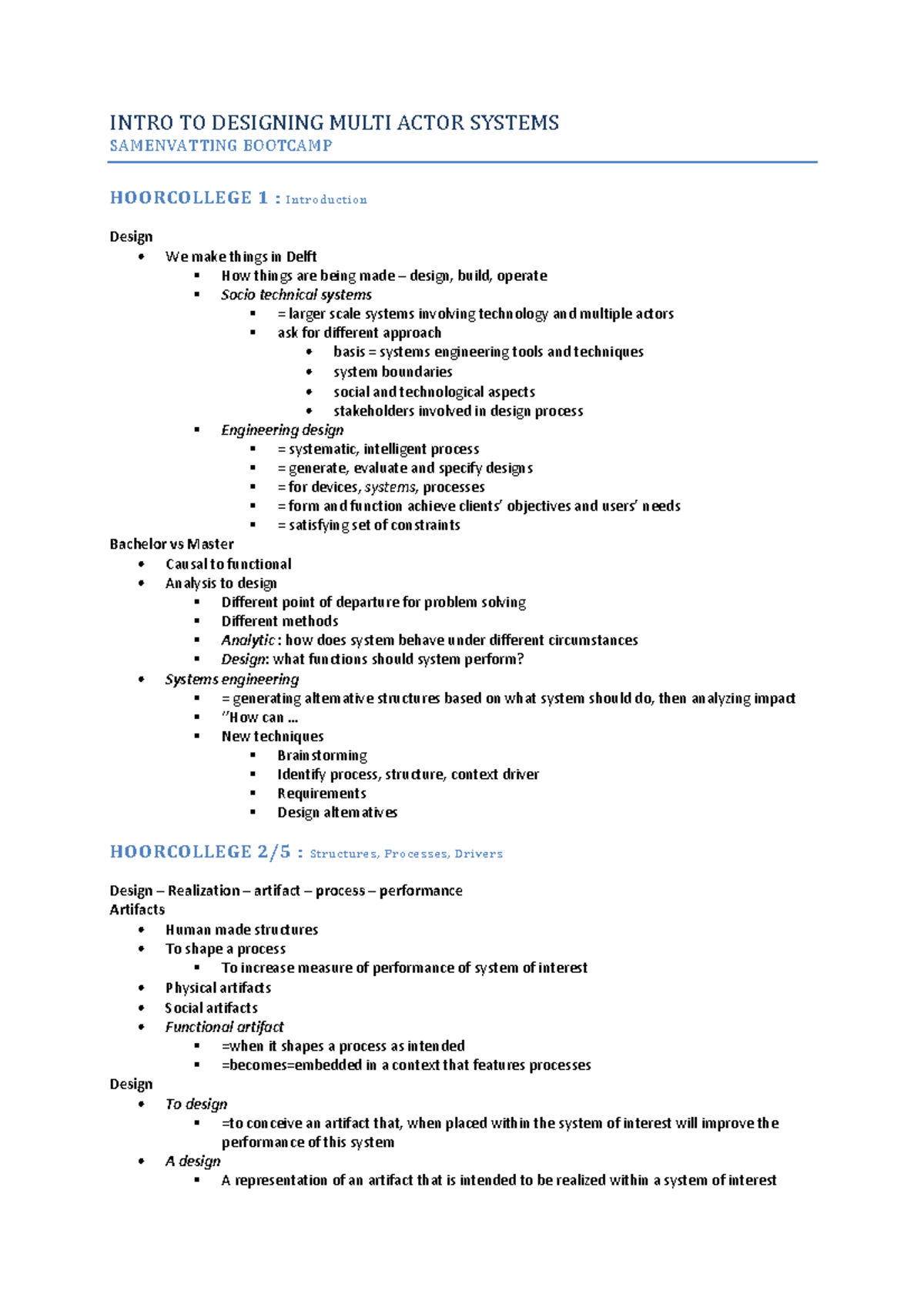 Concise Summary Introduction To Designing Multi Actor Systems Lecture