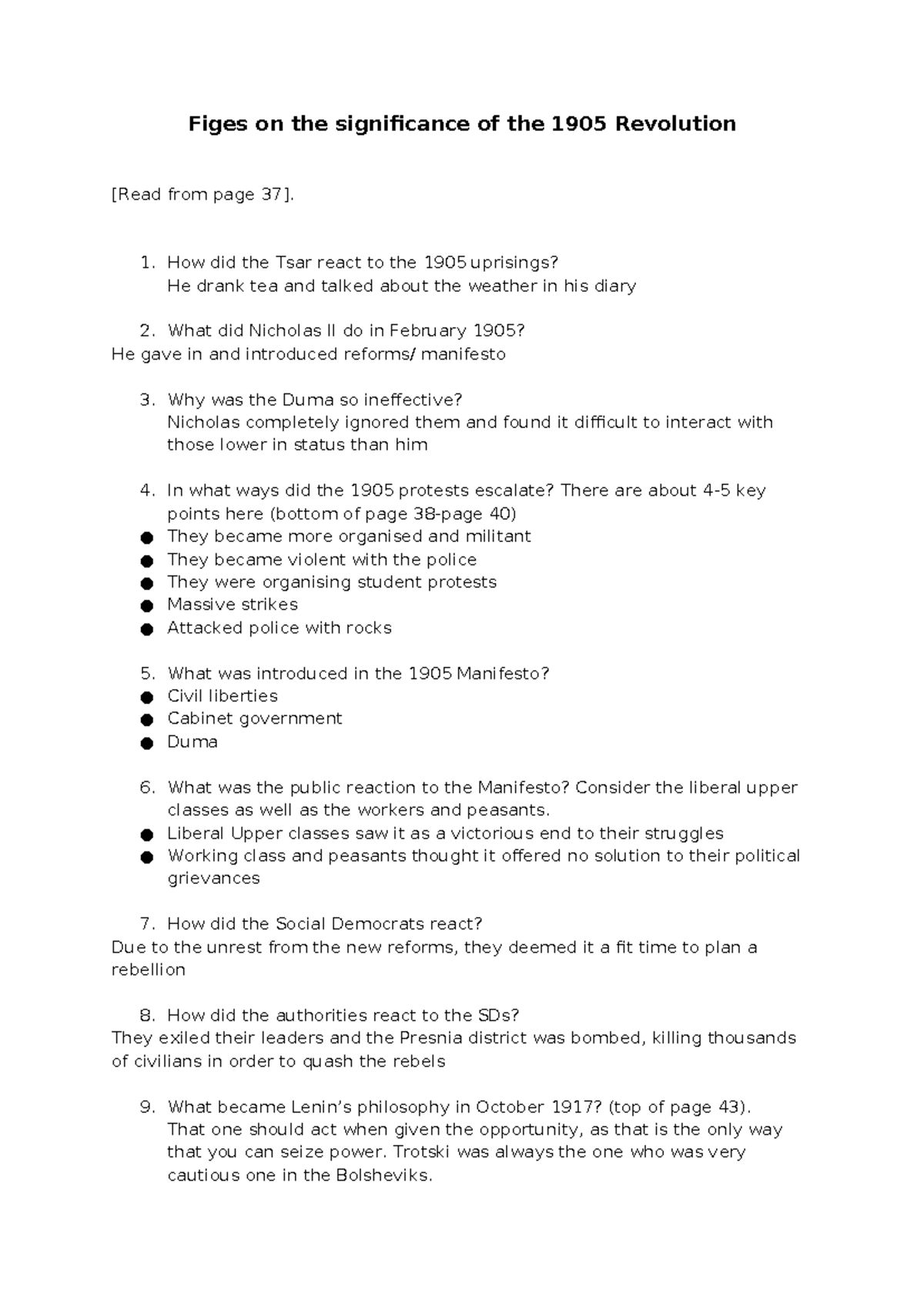 Figes on the 1905 Russian Revolution - Figes on the significance of the ...