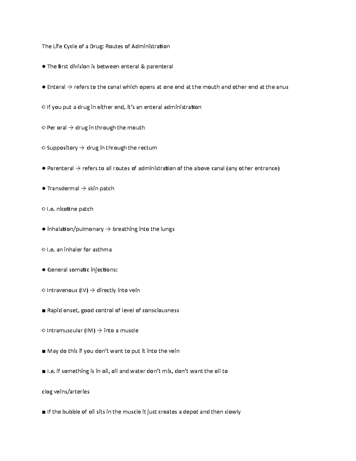 The Life Cycle of a Drug - Lecture Notes Week 3 - The Life Cycle of a ...