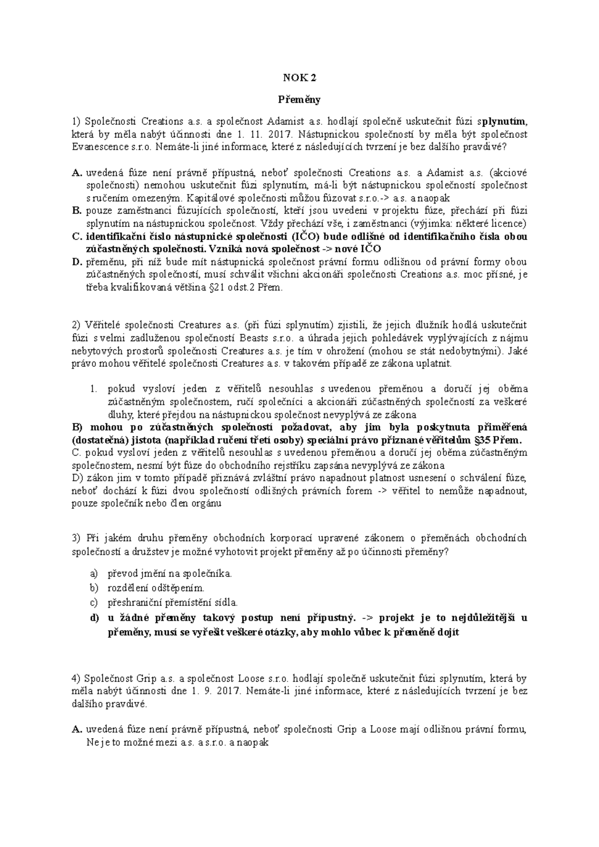Seminář Přeměny Dr. Lasák - NOK 2 Přeměny Společnosti Creations a. a ...