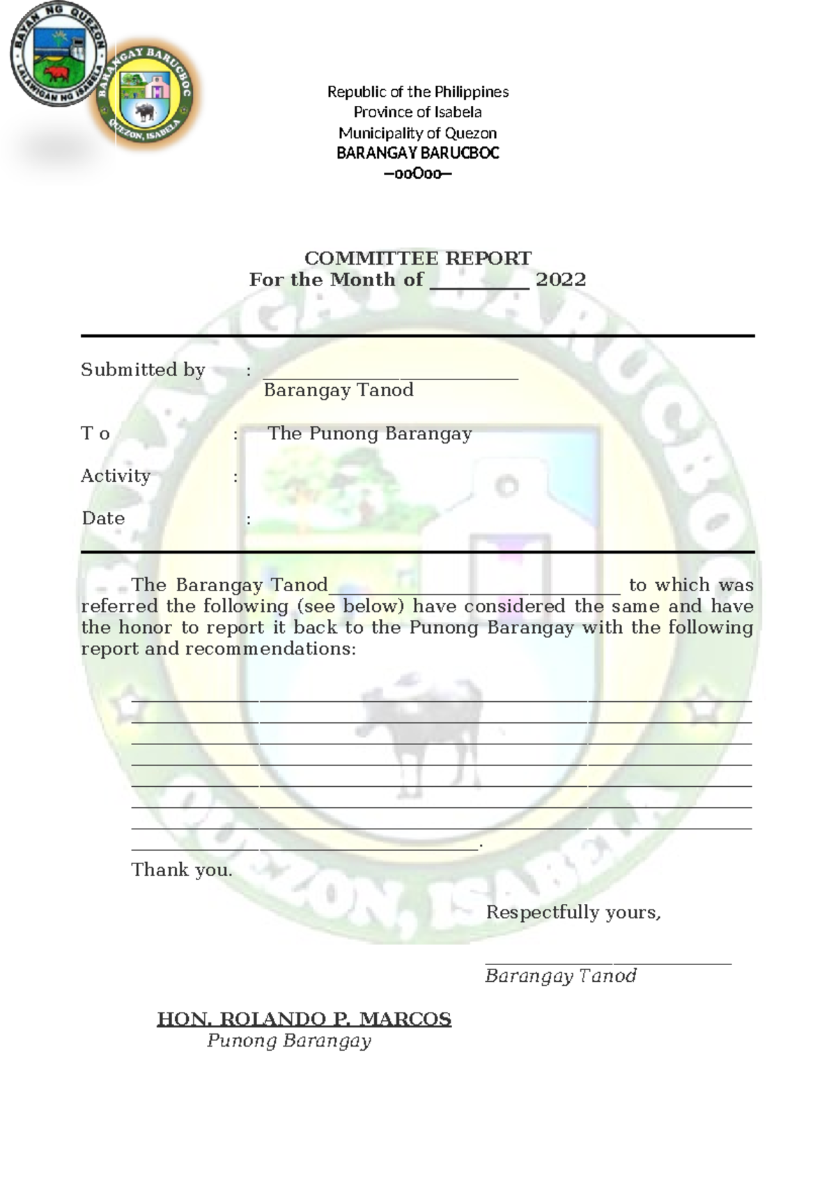 Committee-report - wwee - Republic of the Philippines Province of ...