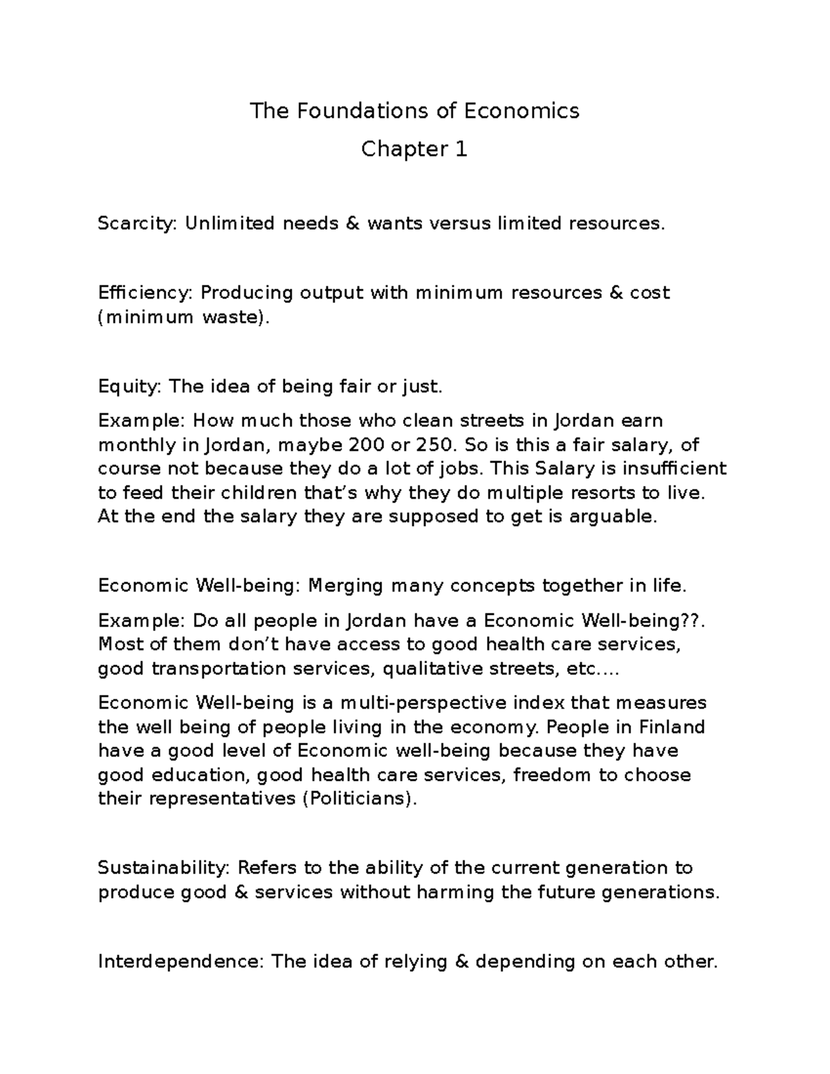 Chapter 1 - The Foundations of Economics Chapter 1 Scarcity: Unlimited ...