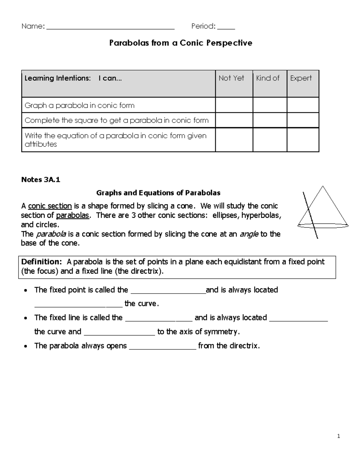 Parabolas Notes & HW - Name ...