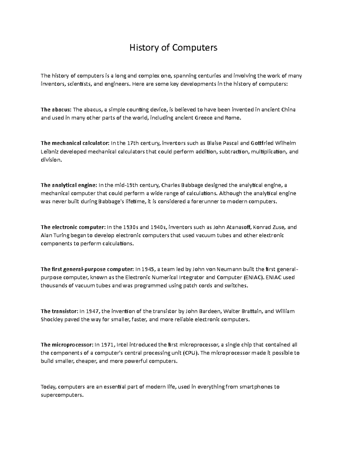 What is the History of Computers? - History of Computers The history of ...