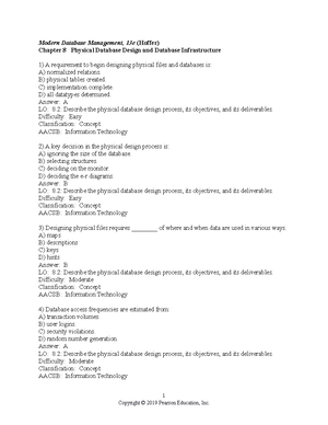Chapter 7 - answer key - Modern Database Management, 13e (Hoffer ...