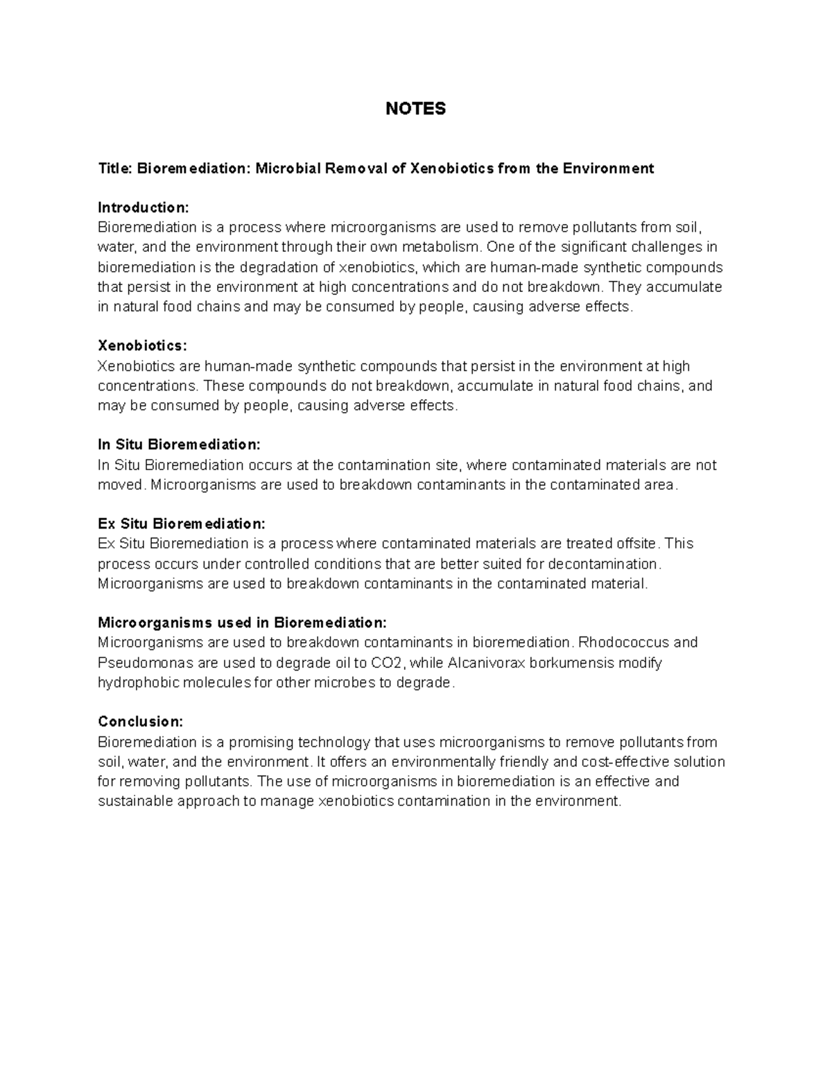 Bioremediation Microbial Removal of Xenobiotics from the Environment ...