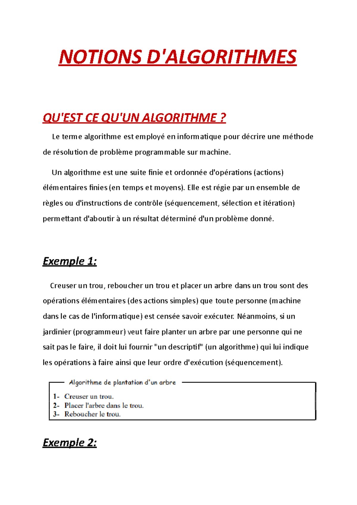 Notions D' Algorithmes - NOTIONS D'ALGORITHMES QU'EST CE QU'UN ALGORITHME? Le terme algorithme ...