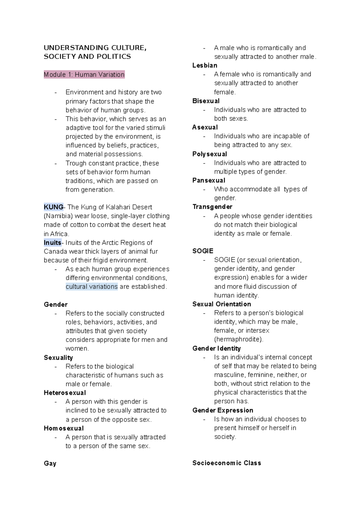 Understanding Culture, Society AND Politics - UNDERSTANDING CULTURE ...