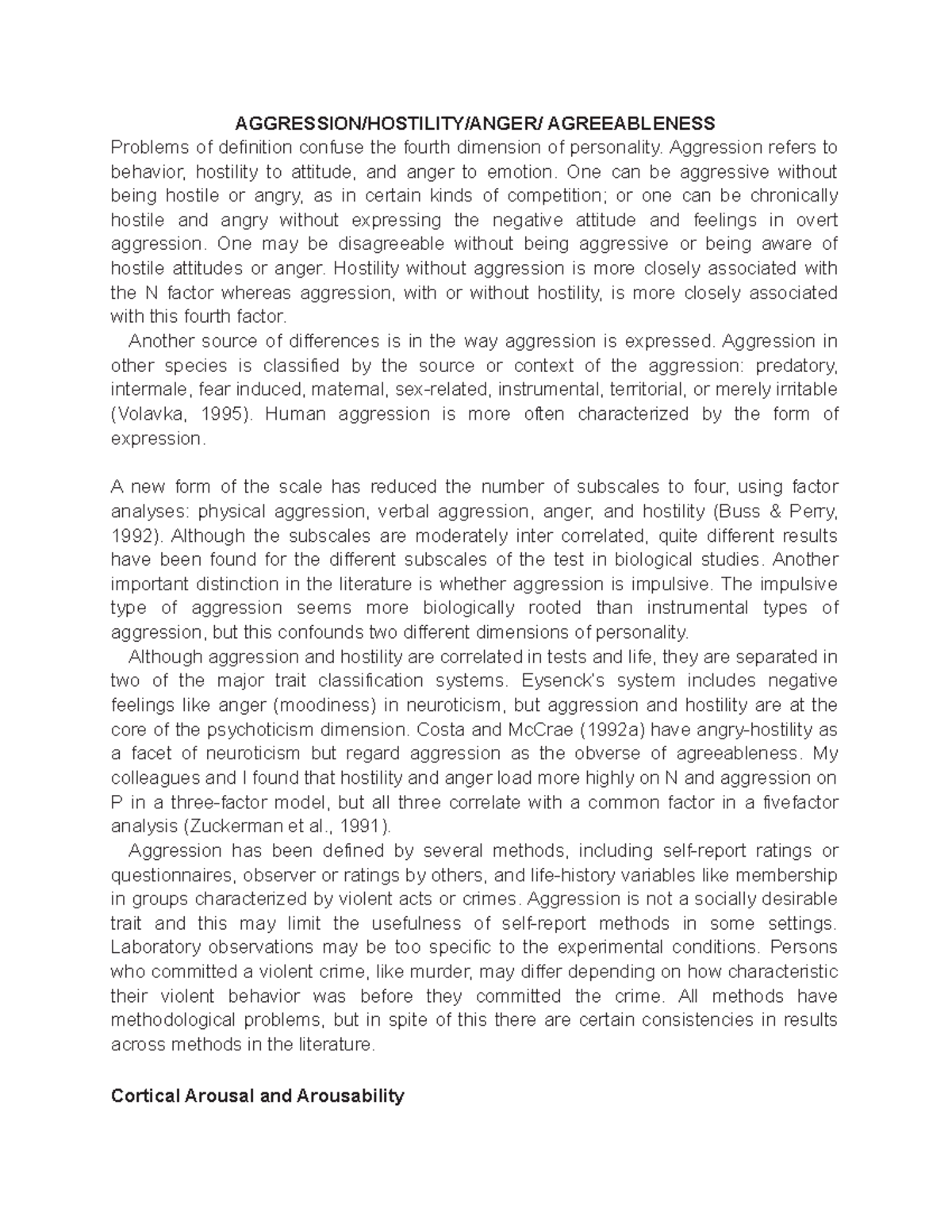 Biological Bases of Personality - AGGRESSION/HOSTILITY/ANGER ...