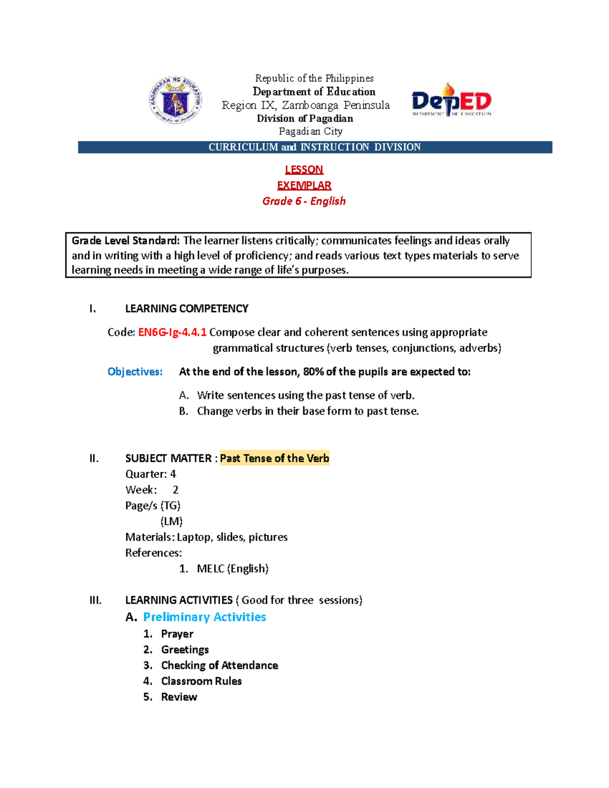 4As-Rameses-A - LESSON PLAN - Republic of the Philippines Department of ...