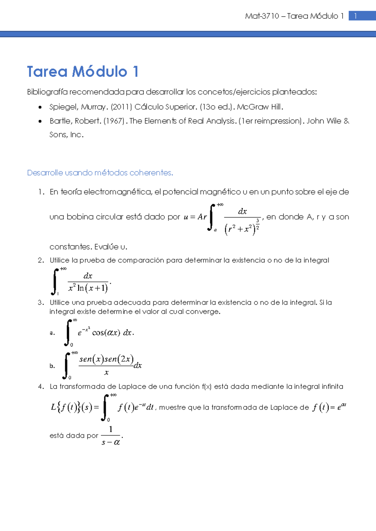 Tarea Modulo 1 b - Practica - Mat- 3710 – Tarea Módulo 1 1 Tarea Módulo 1 Bibliografía ...
