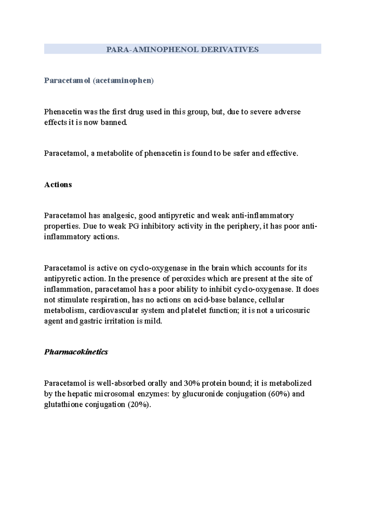 Para- Aminophenol Derivatives - PARA-AMINOPHENOL DERIVATIVES ...