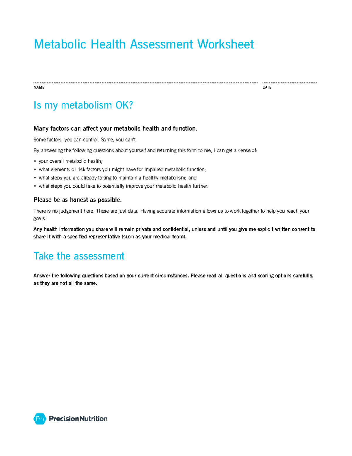 Metabolic-Health-Assessment-Worksheet fillalbe - NAME DATE Is my ...