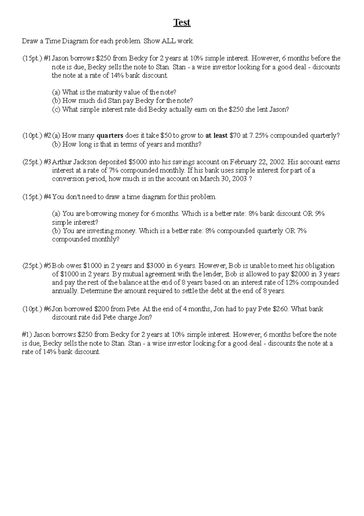 Math only - Lecture notes 3 - Test Draw a Time Diagram for each problem ...
