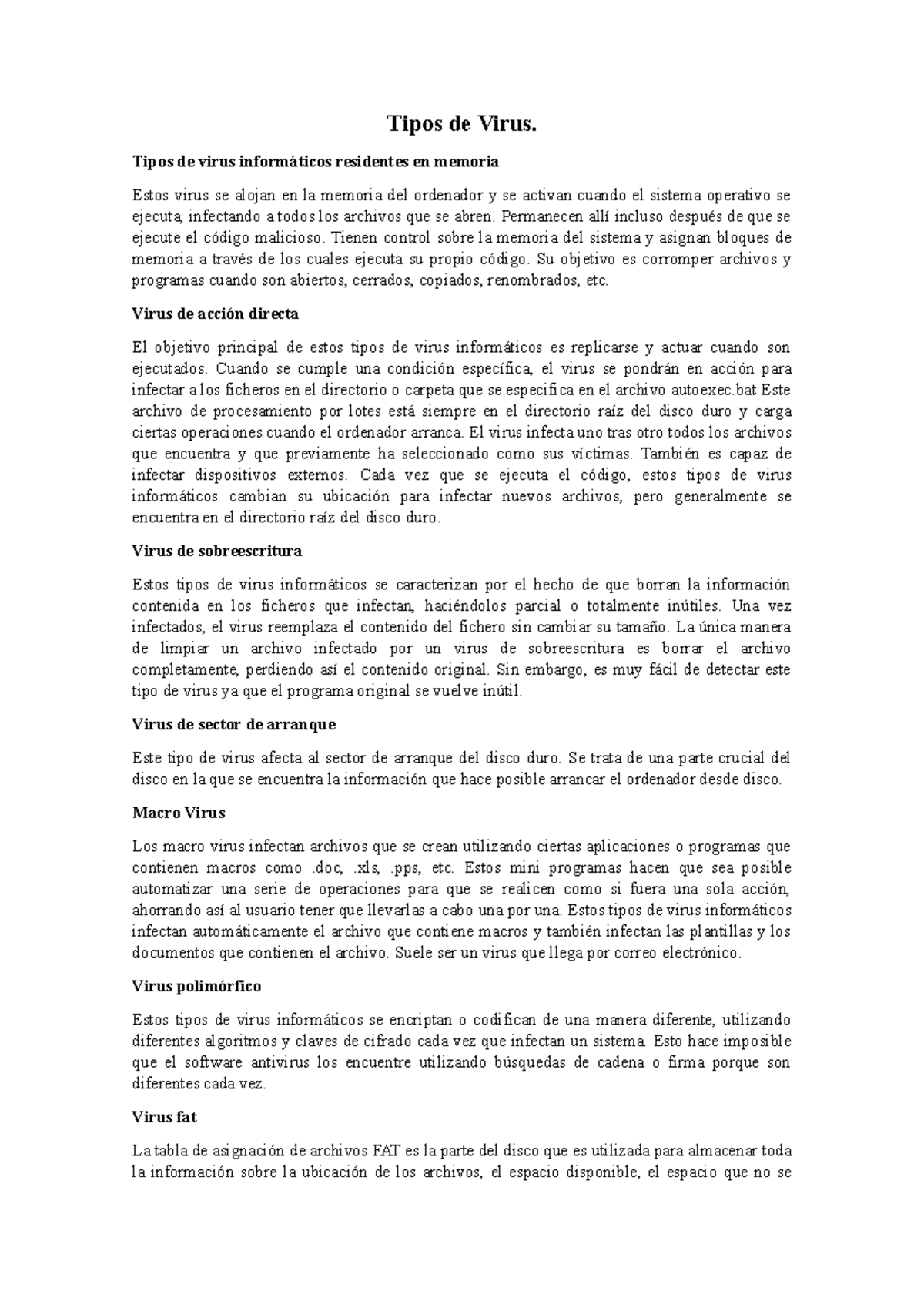 Tipos de Virus - tarea - Tipos de Virus. Tipos de virus informáticos ...
