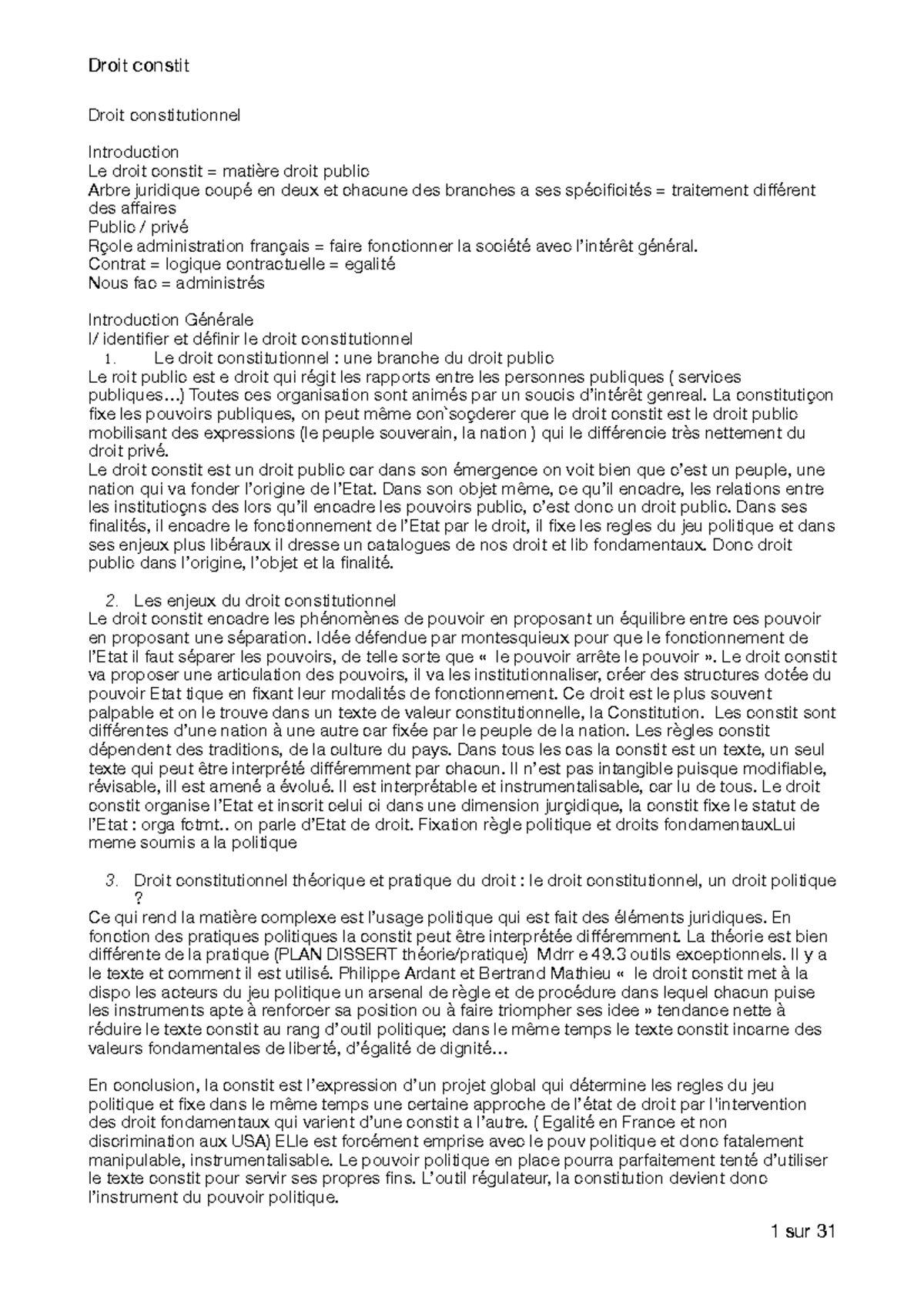 Droit constitutionnel L1 - Droit constitutionnel Introduction Le droit ...