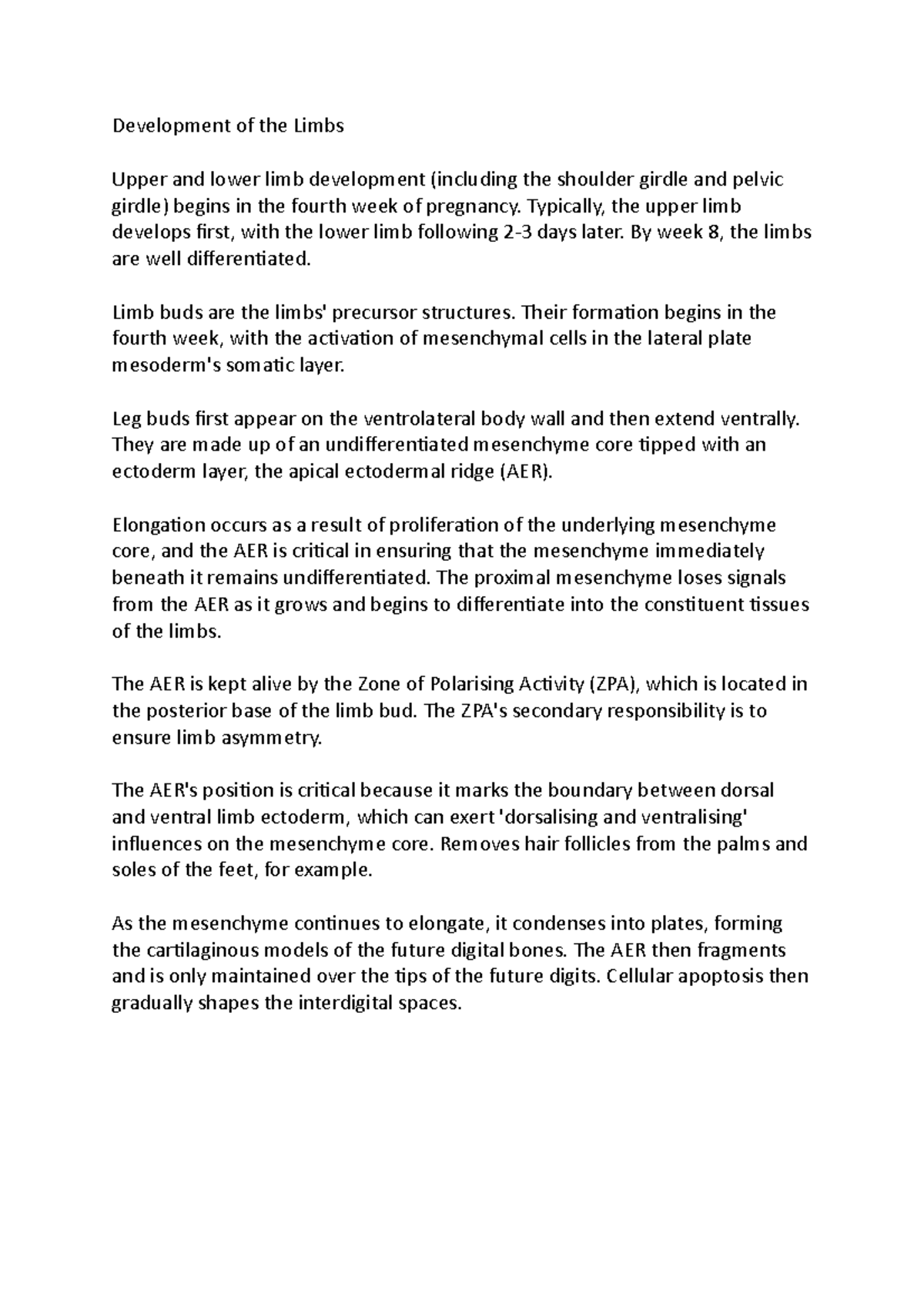 Development of the Limbs - Development of the Limbs Upper and lower ...