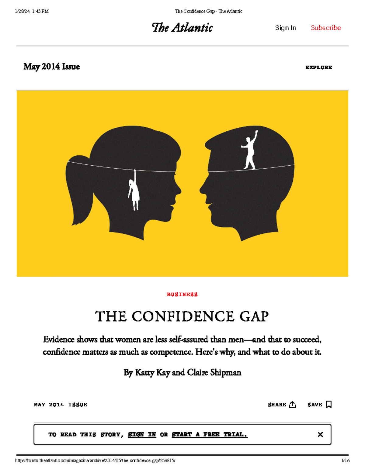 The Confidence Gap - The Atlantic - BUSINESS THE CONFIDENCE GAP ...