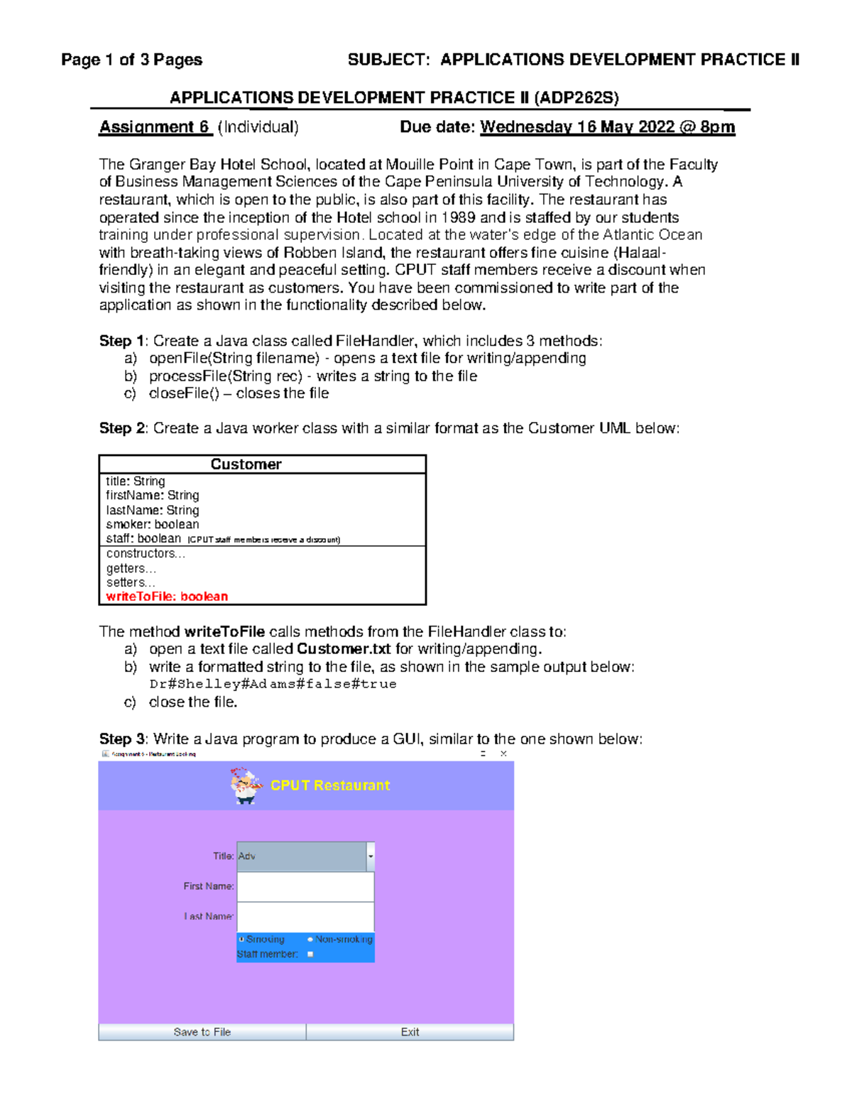 ADP2-Assignment 6 Text File-handling - Page 1 of 3 Pages SUBJECT ...