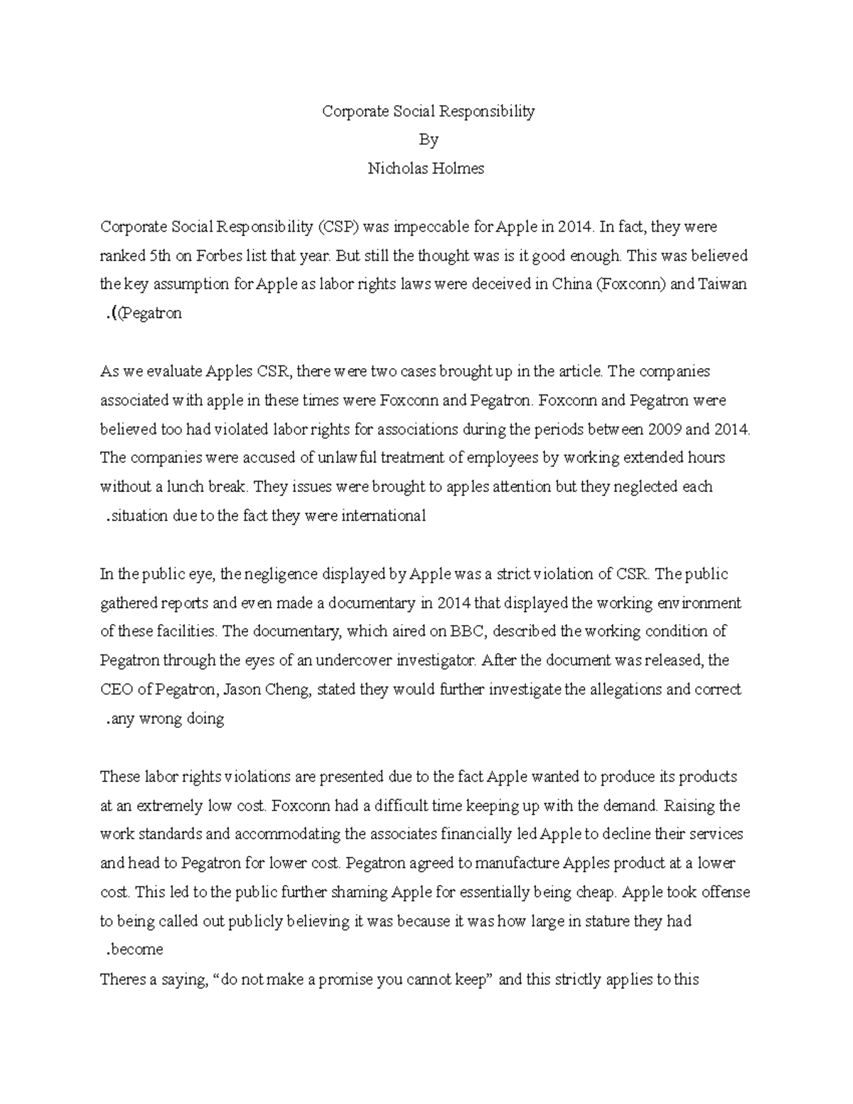 INT 220 week 6 Module Apple overview of the company - Corporate Social ...