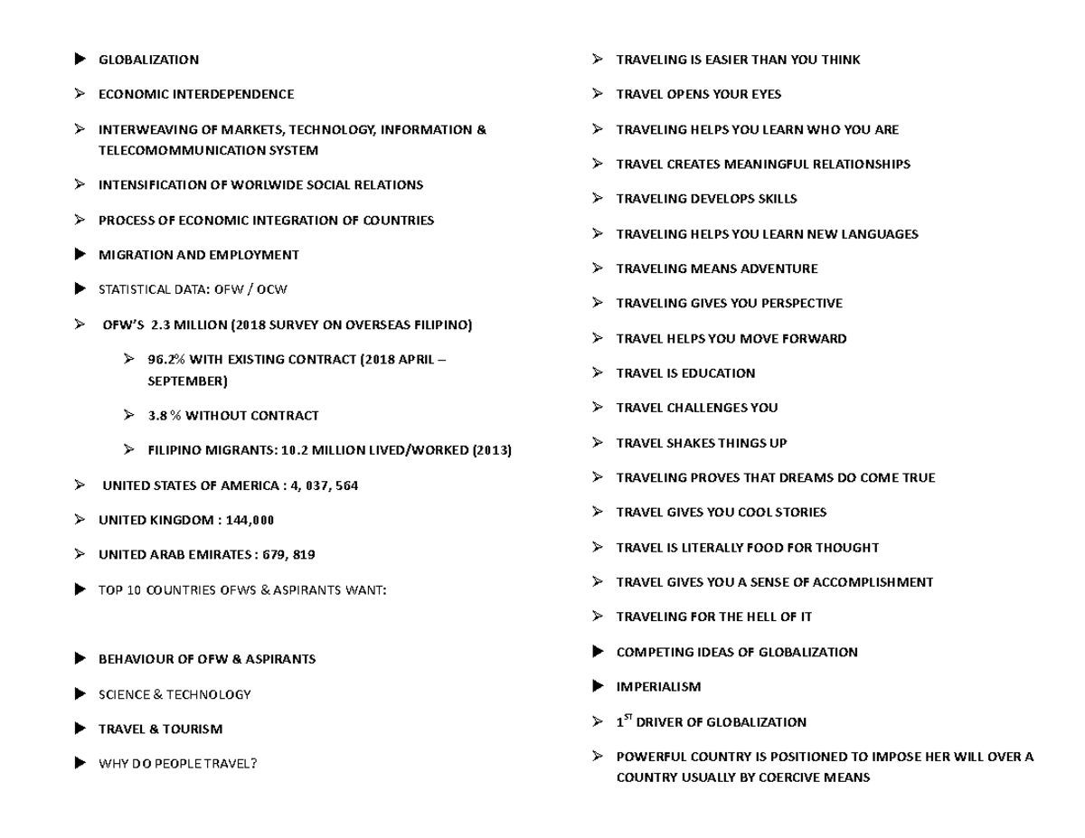 Globalization - Lecture notes 1-4 - GLOBALIZATION ECONOMIC ...