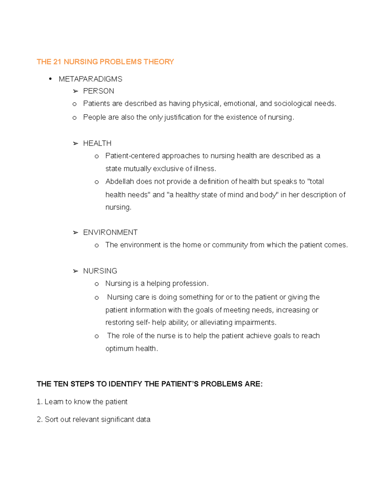 The 21Nursing Problems Theory - THE 21 NURSING PROBLEMS THEORY ...