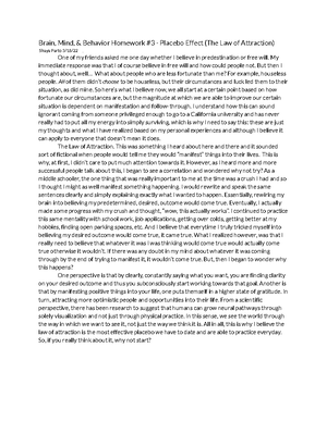 Brain, Mind, and Behavior - Homework Assignment #2 (I’m a plant ...