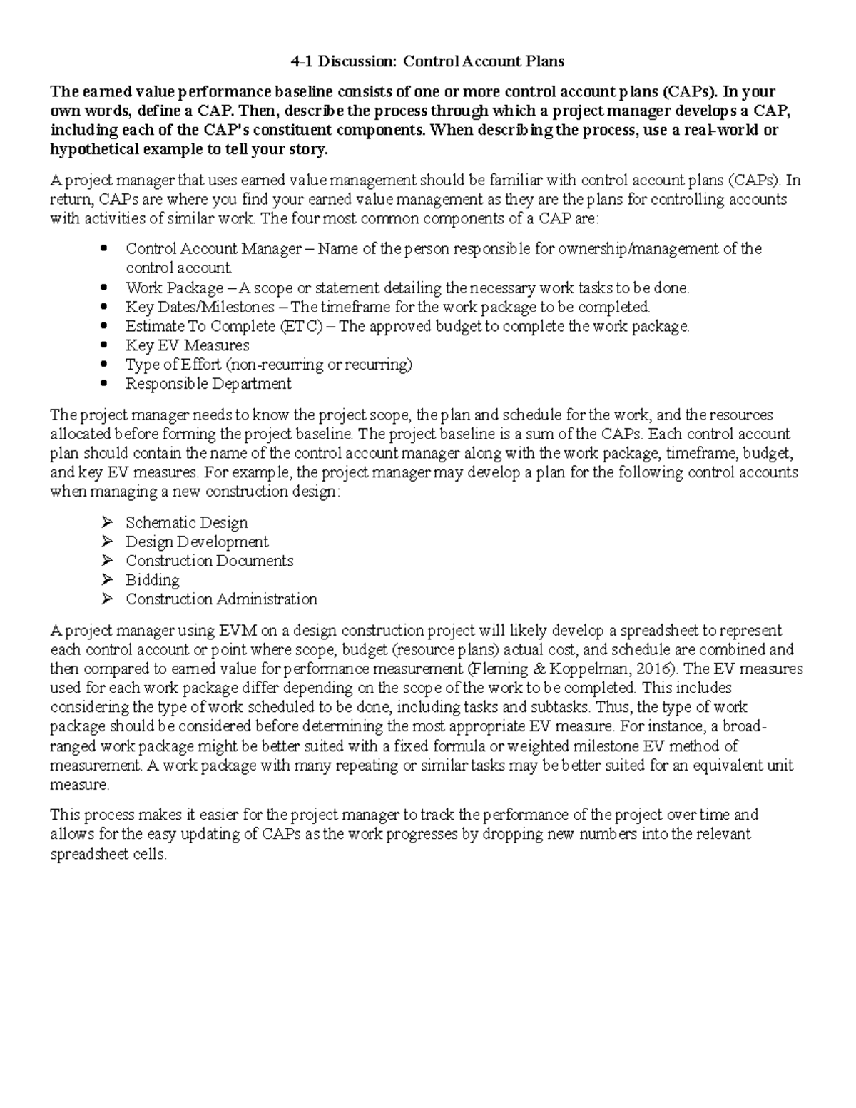 QSO420 4-1 DIscussion - 4-1 Discussion: Control Account Plans The ...