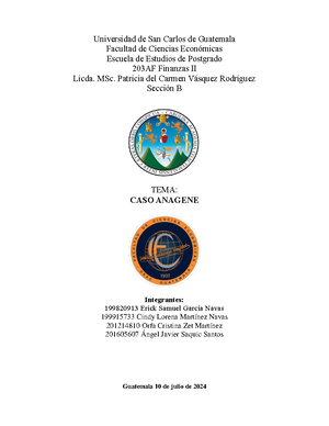 CASO Anagene-2-11 - APUNTES - ANAGENE INC Introducción La mayoría de ...