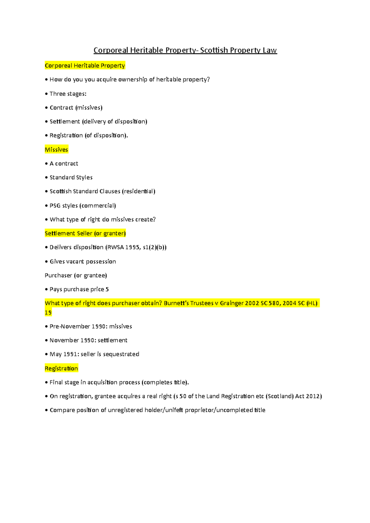 Corporeal Heritable Property - Missives A contract Standard Styles ...