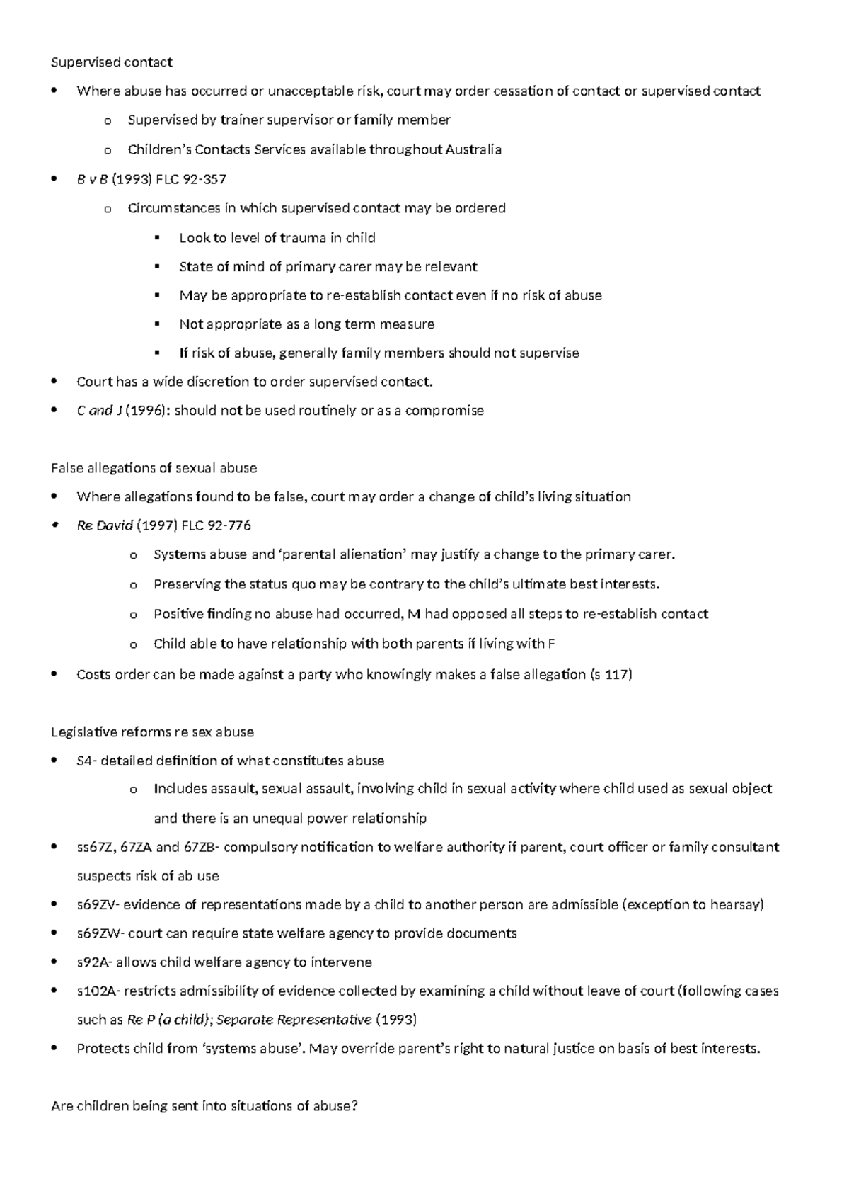 Supervised contact - fam - Supervised contact Where abuse has occurred ...