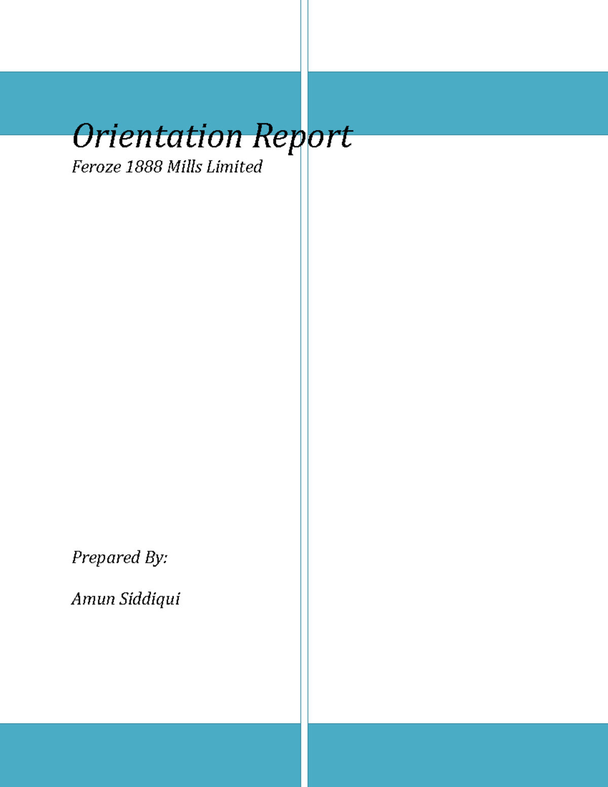 Orientation Report - Feroze 1888 - Orientation Report Feroze 1888 Mills ...