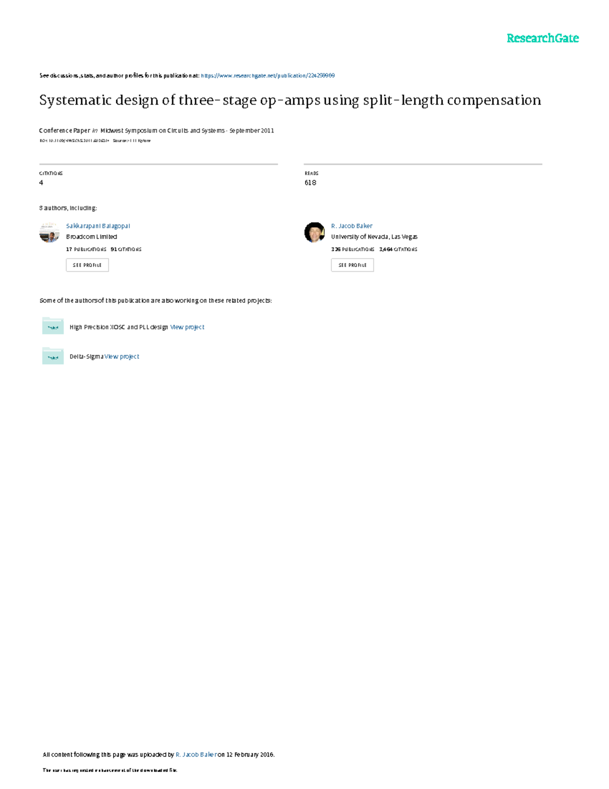Systematic Design of Three Stage Opamps using Split-Length Compensation ...